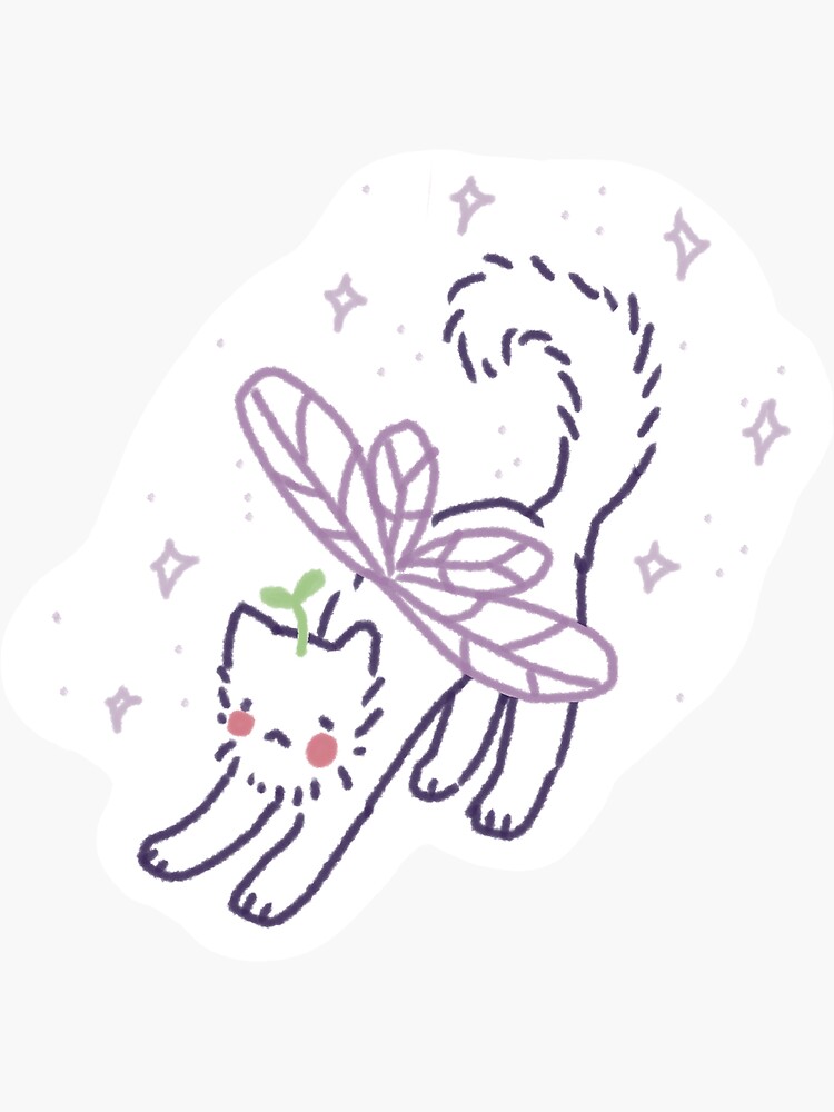 "Fairy flora cat" Sticker for Sale by kunxdux | Redbubble