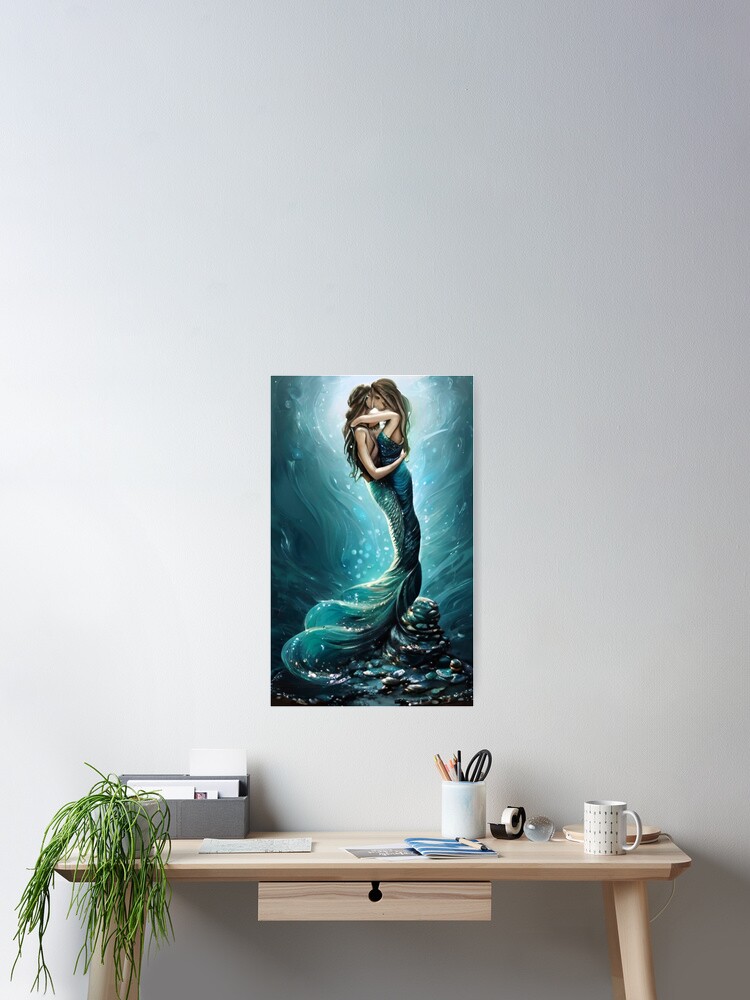 "Lesbian Mermaids Kissing in the Ocean" Poster for Sale by TheOtherTeam ...