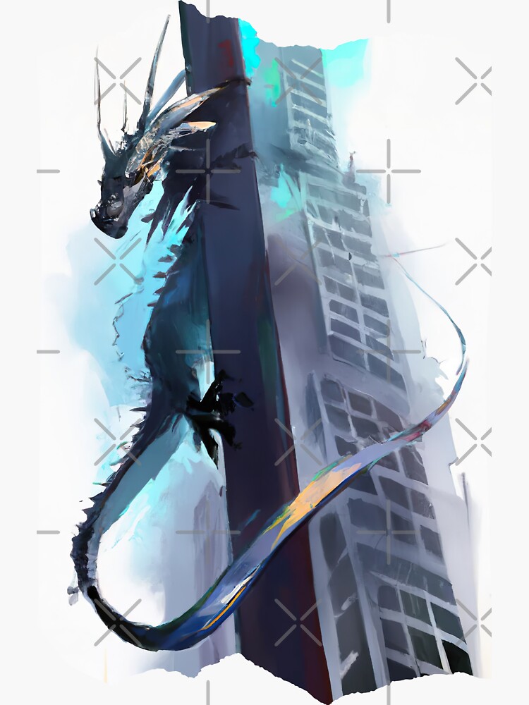 "Dragon climbing skyscraper building" Sticker for Sale by ASwissBear ...
