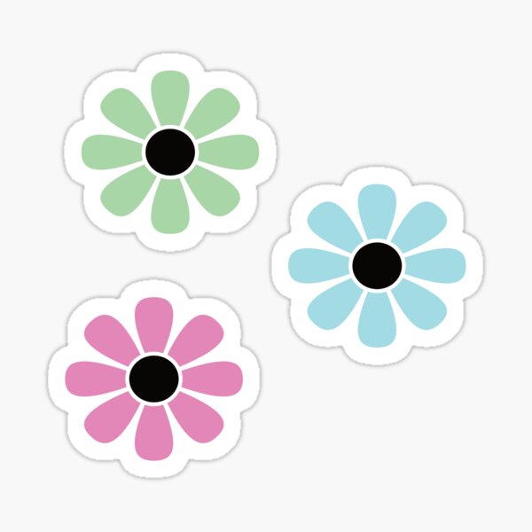 "Pastel Daisies Black Centre" Sticker for Sale by type-and-create ...