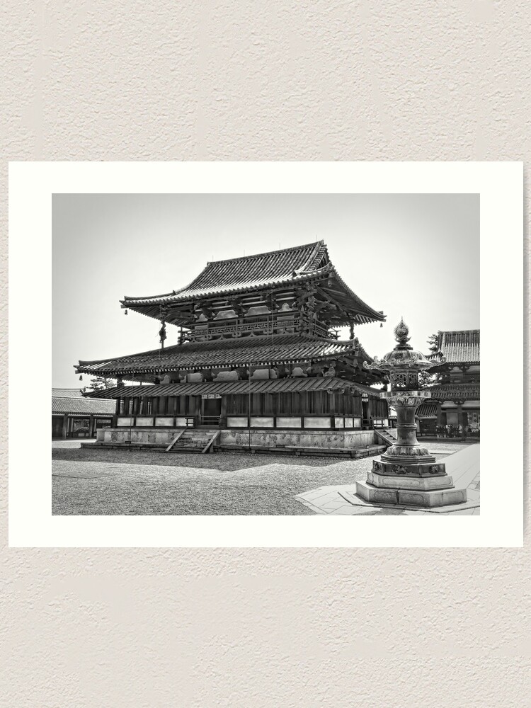 "Horyuji Temple (Kondo) Main Hall - Oldest Wood Structure in World" Art ...