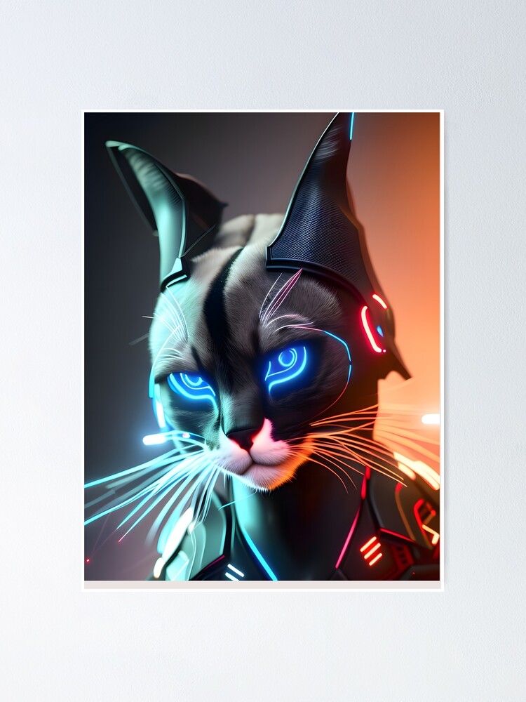 "Cyberpunk Cat - Modern Digital Art" Poster for Sale by Ai-michiart ...