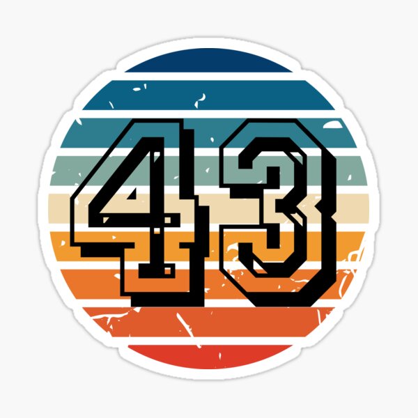 "Number 43 Vintage Retro Sport Sunset Birthday Squad Racing Numbers ...