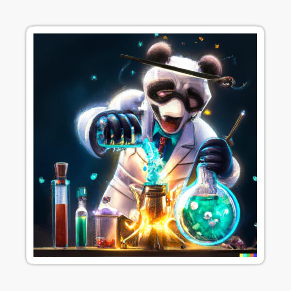 "Panda Doctor Mad Scientist" Sticker for Sale by artgrab | Redbubble