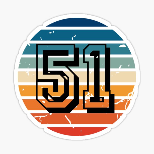 "Number 51 Vintage Retro Sport Sunset Birthday Squad Racing Numbers ...