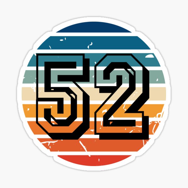 "Number 52 Vintage Retro Sport Sunset Birthday Squad Racing Numbers ...