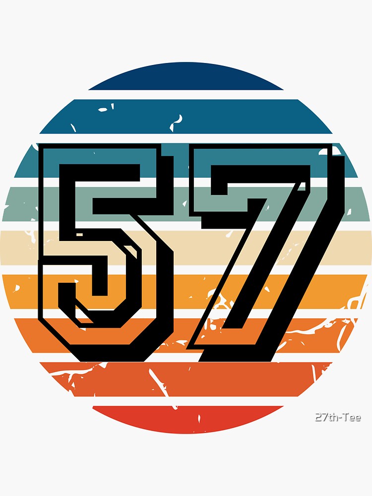 "Number 57 Vintage Retro Sport Sunset Birthday Squad Racing Numbers ...