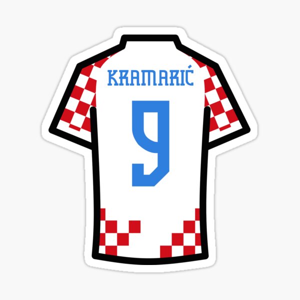 "Kramaric #9 CRO Red White Blue 22 Football Jersey" Sticker for Sale by ...