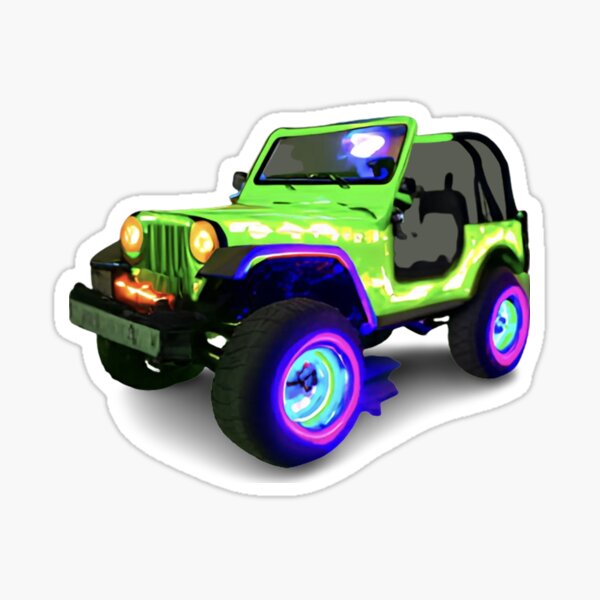 "Neon Jeep Yellow CJ7 art print" Sticker for Sale by bensclassicstuf ...