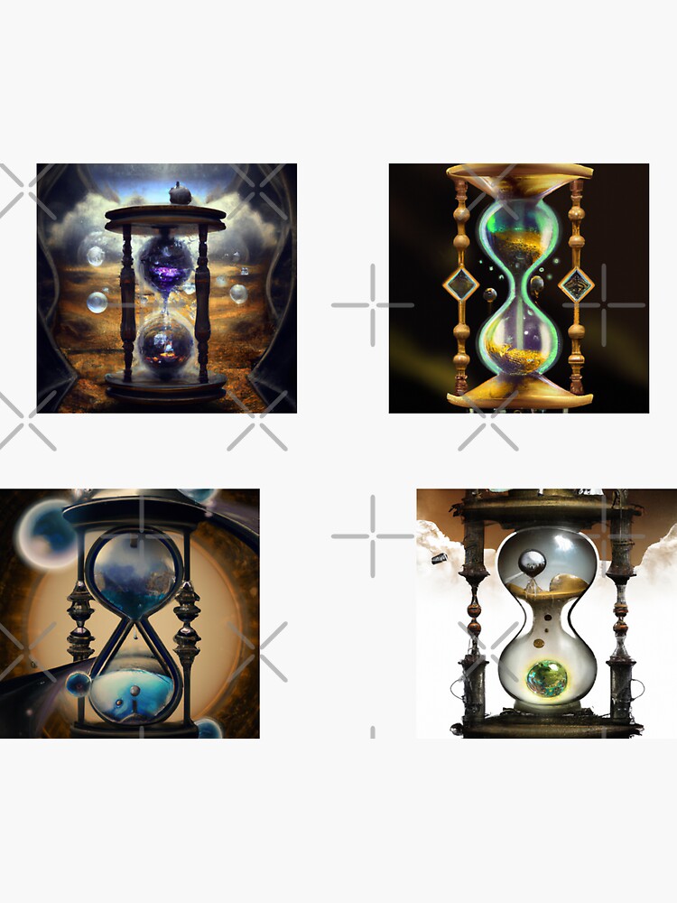 "Elegant hourglasses of different dimensions - digital art" Sticker for ...