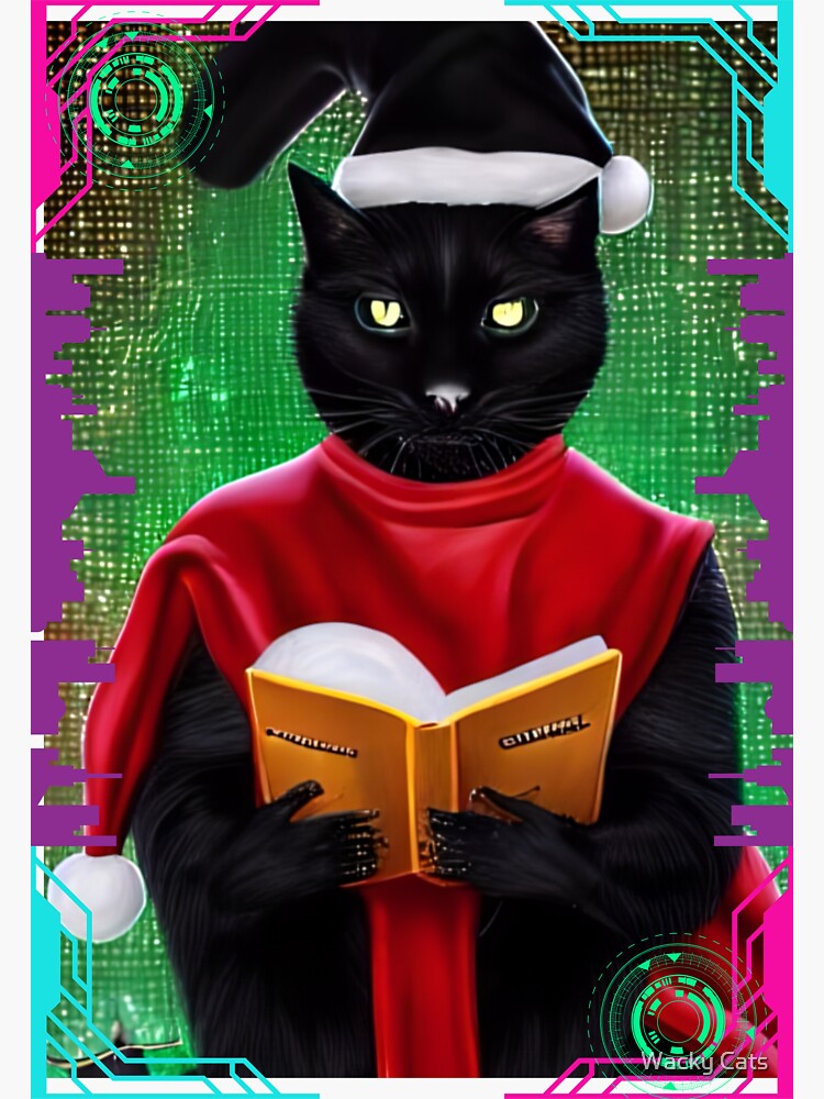 "Christmas Black Cat,The Cat Sith reading book, Celtic God Cyberpunk ...