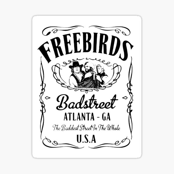 "JD Whiskey-style Badstreet USA - Fabulous Freebirds" Sticker for Sale ...