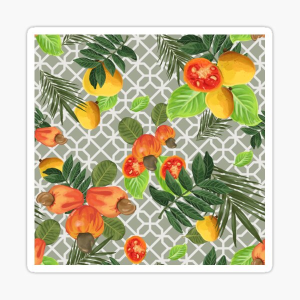 "fruits tropical palm garden Moroccan Andalusia leaves " Sticker for ...
