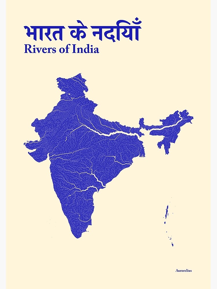 "Map of the rivers of India (blue)" Poster for Sale by aurorelius ...