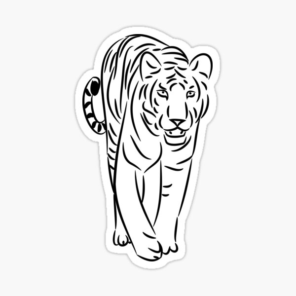 "Tiger standing line art" Sticker for Sale by artOselect | Redbubble