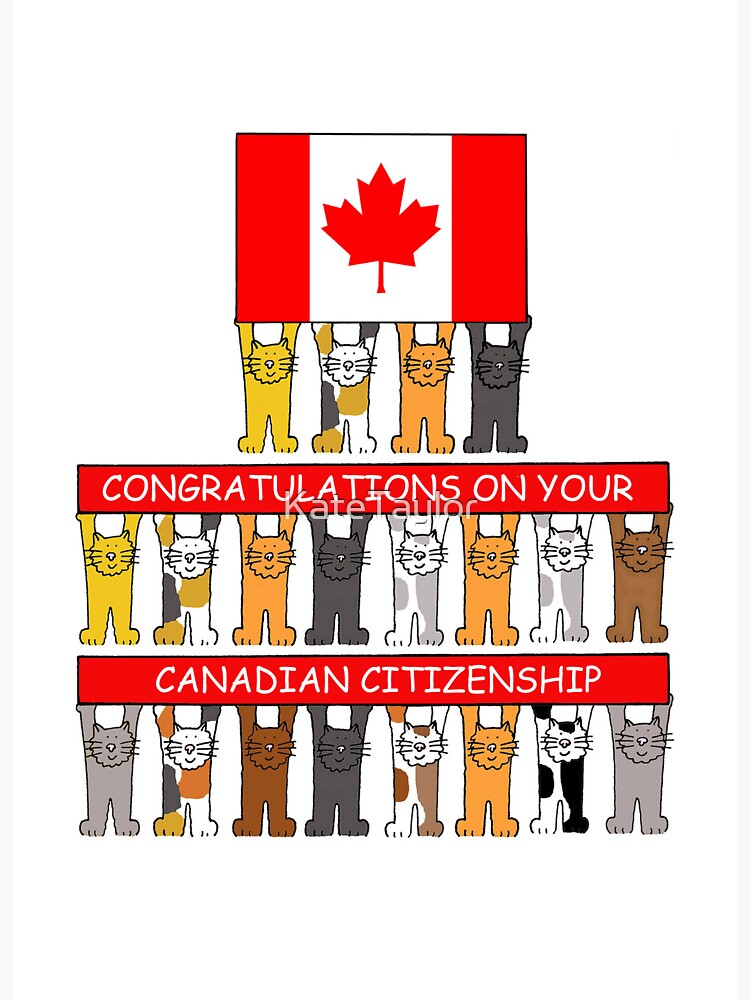 "Congratulations on Canadian Citizenship Flag and Cats" Sticker for ...