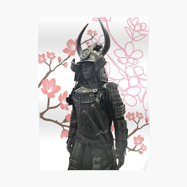 "Obsidian Samurai XXIX (2022) with Cherry Blossoms" Poster for Sale by ...