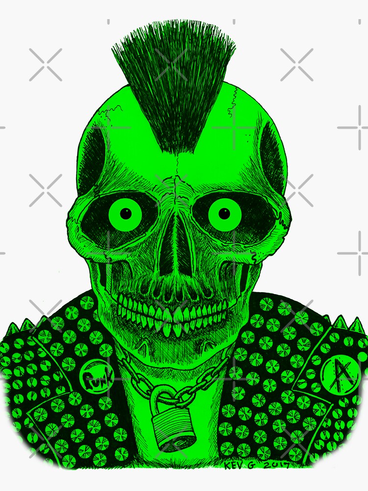 "PUKE GREEN PUNK - Art By Kev G" Sticker for Sale by ArtByKevG | Redbubble