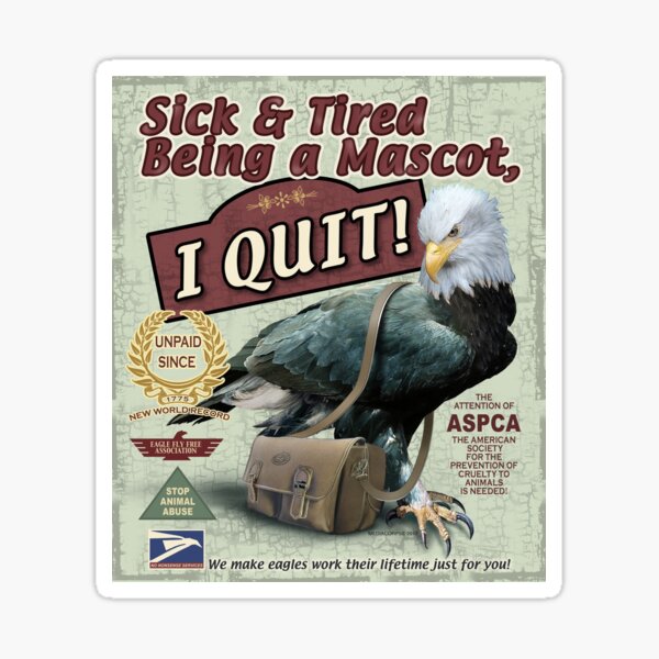 "The Mascot Quits!" Sticker for Sale by MEDIACORPSE | Redbubble