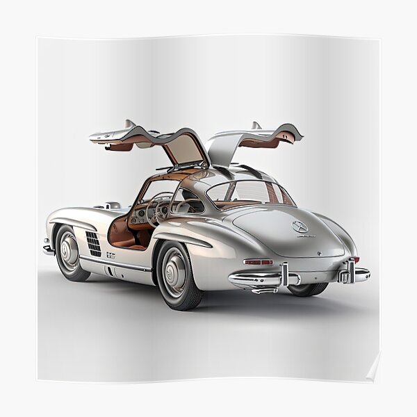 "Mercedes-Benz 300 SL “Gullwing” back and side view" Poster for Sale by ...