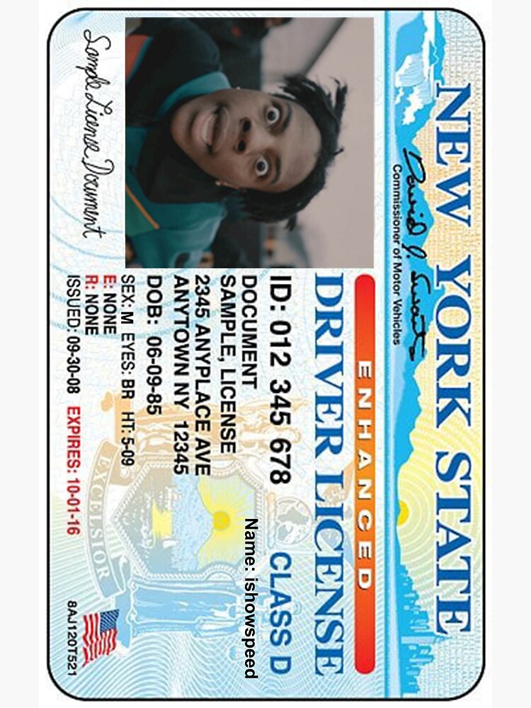 "ISHOWSPEED driver license" Sticker for Sale by JacobBasta | Redbubble