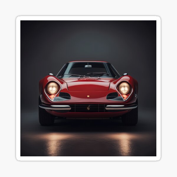 "Red Ferrari Dino 246 GT Front View With Black Background" Sticker for ...