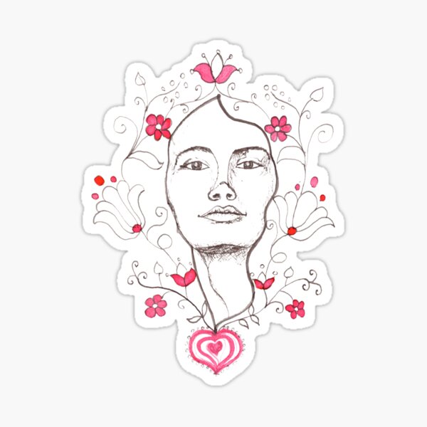 "Girl face with flowers" Sticker for Sale by HulaZsuzsa | Redbubble