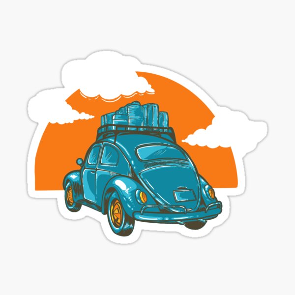 "Blue Old Car With Lugagge " Sticker for Sale by HowreSketch | Redbubble
