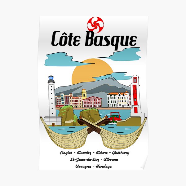 "Drawing Basque Coast - Basque Country" Poster by retroDraw | Redbubble