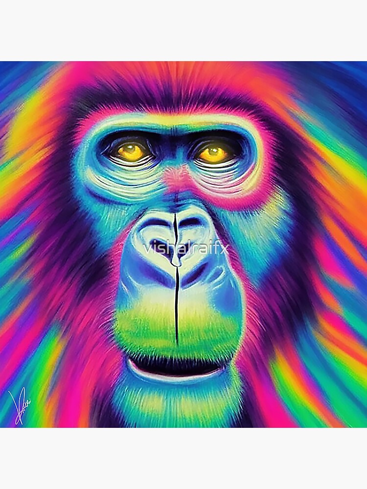 "Rainbow monkey abstract portrait , vibrant colors " Sticker for Sale ...