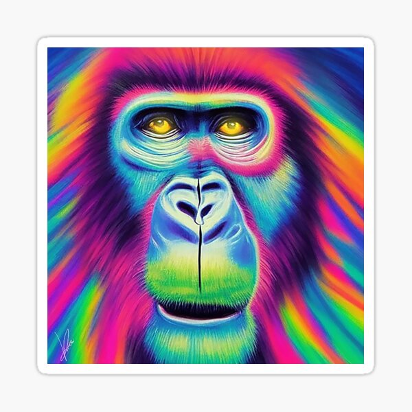 "Rainbow monkey abstract portrait , vibrant colors " Sticker for Sale ...
