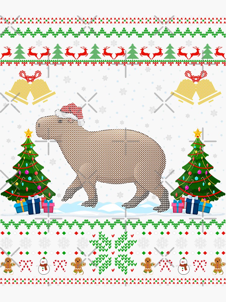 "Capybara Animal Lover Xmas Gift Ugly Capybara Christmas" Sticker for ...