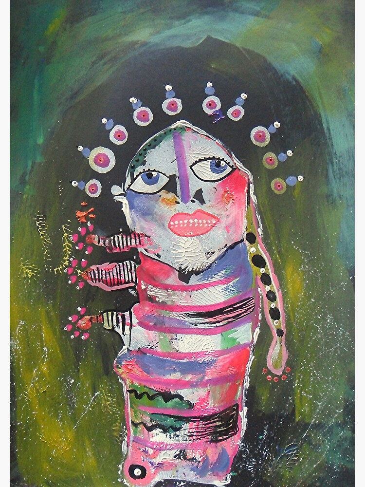 "striped monster Guy - Outsider Art Brut Figurative Painting" Sticker ...
