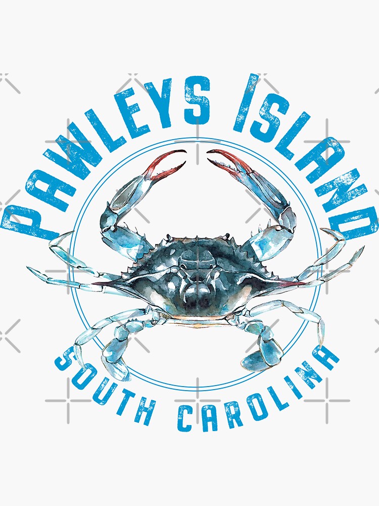 "Pawleys Island South Carolina Blue Crab Design" Sticker for Sale by Futurebeachbum | Redbubble