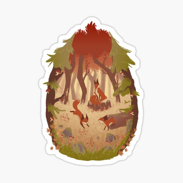 "Fox Family - Fall" Sticker for Sale by Valuiss | Redbubble