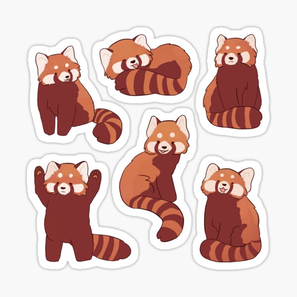 "6 Red panda stickers pack cute illustration " Sticker for Sale by ...