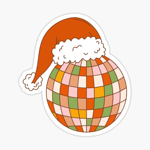 "Retro vintage Christmas groovy Santa disco ball." Sticker for Sale by ...