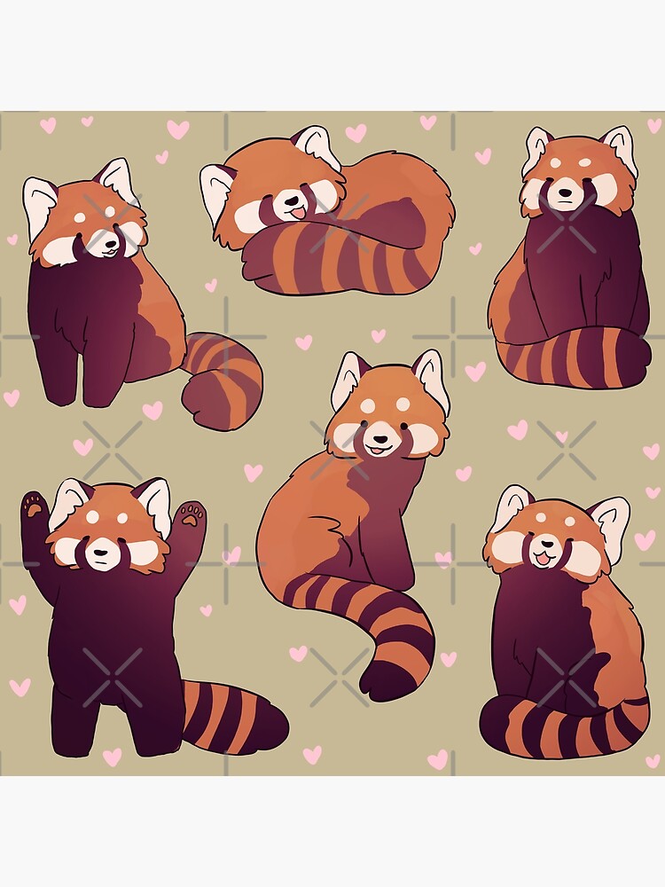 "6 Red panda stickers pack cute illustration " Poster for Sale by ...