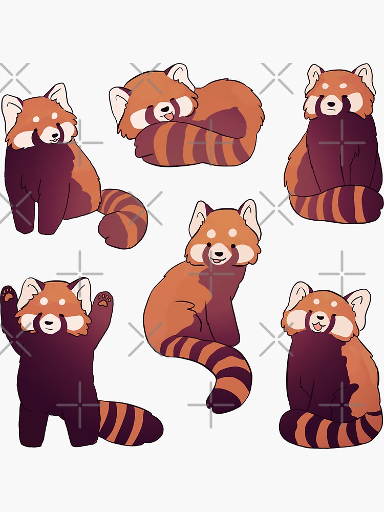 "6 Red panda stickers pack cute illustration " Sticker for Sale by ...