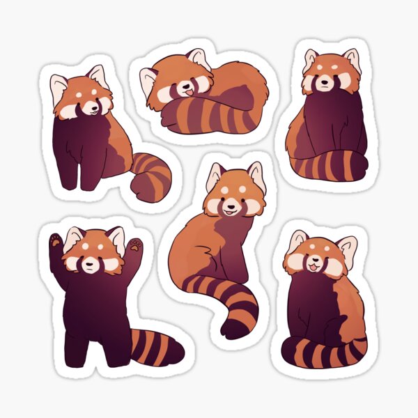 "6 Red panda stickers pack cute illustration " Sticker for Sale by ...