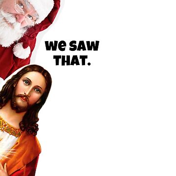 "jesus looking around corner with santa christmas funny cards" Greeting ...