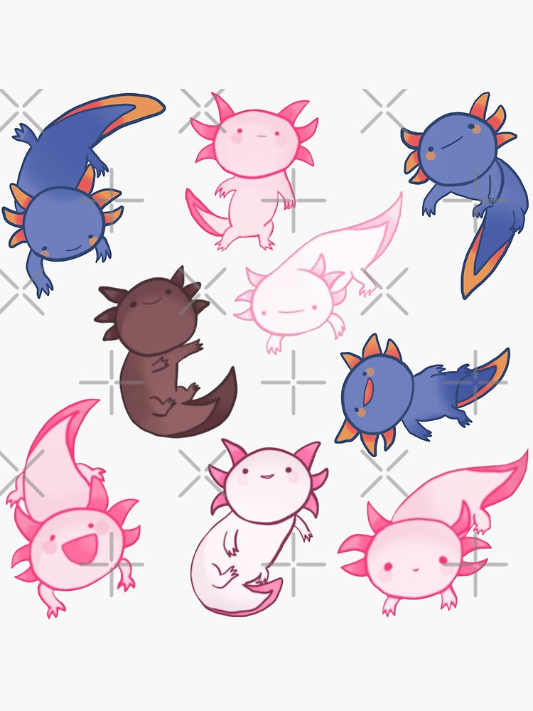 "Cute axolotls pack" Sticker for Sale by Mayarart | Redbubble