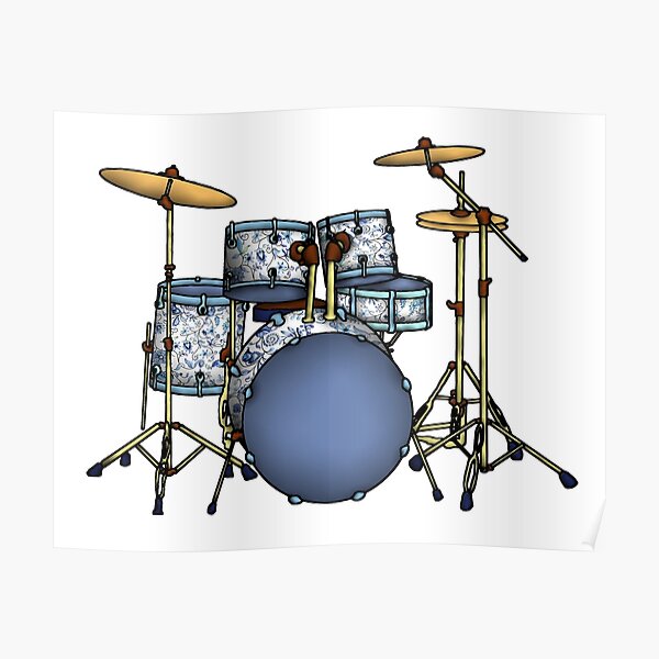 "Blue Vintage Drum Set" Poster for Sale by kamkam19 | Redbubble