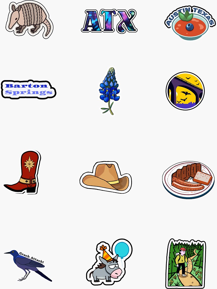 "Austin Texas Sticker Pack #1 (of 3)" Sticker for Sale by JandyDesign ...