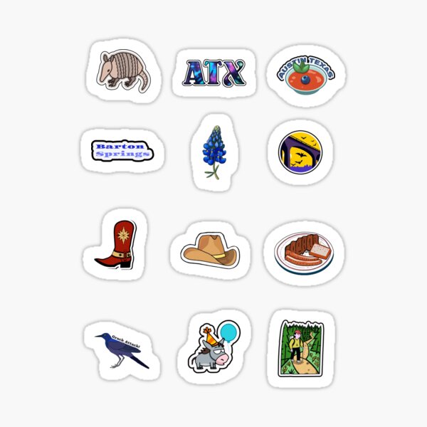 "Austin Texas Sticker Pack #1 (of 3)" Sticker for Sale by JandyDesign ...