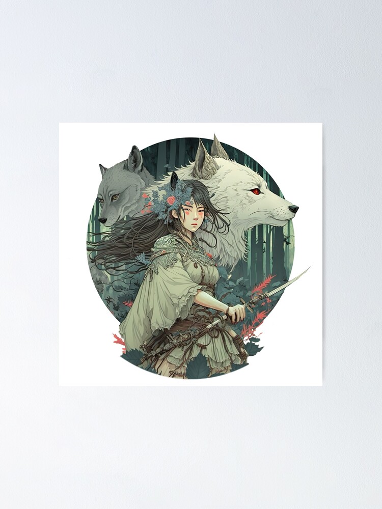 "Princess hunter of the forest with her giant wolves" Poster for Sale ...