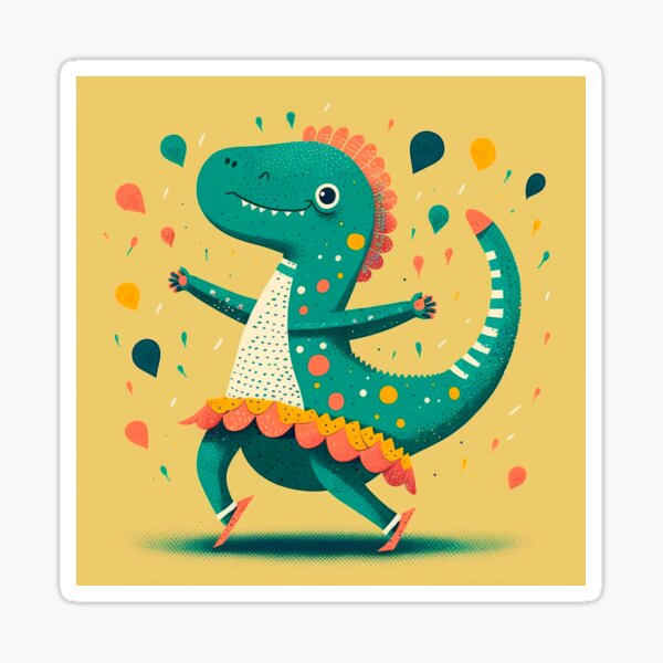 "dino dancing ballet" Sticker for Sale by Dinokidshop | Redbubble