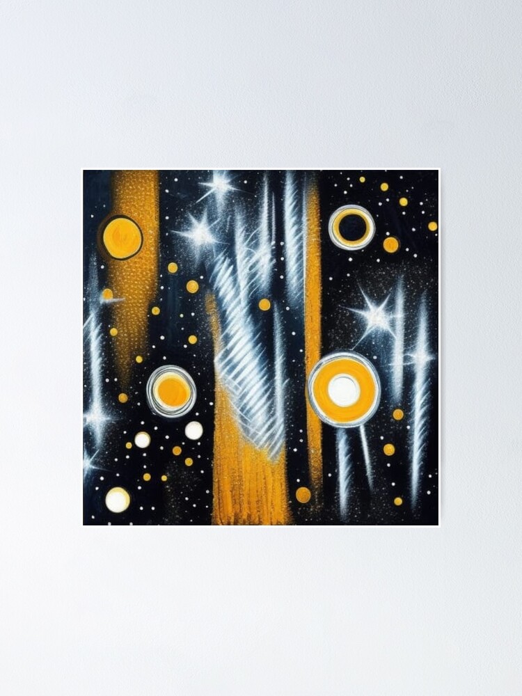 Cosmic Moons And Stars Abstract Poster For Sale By Swirlsart Redbubble