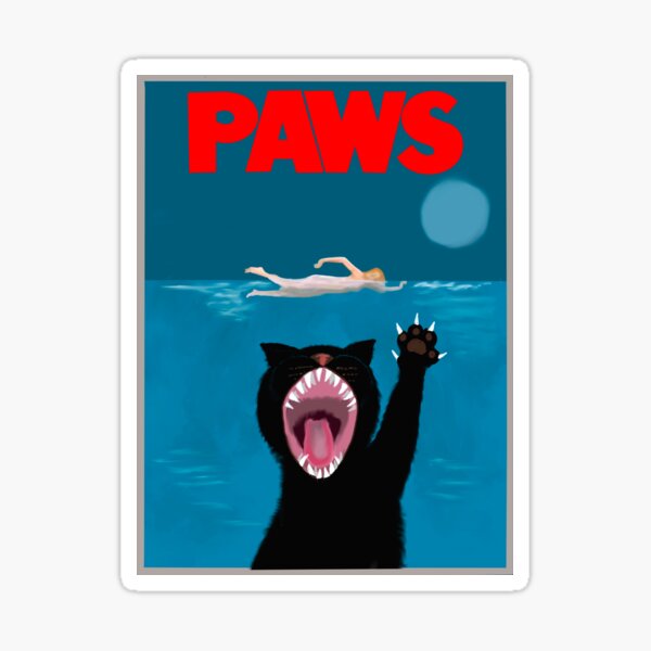 "Jaws with paws night time" Sticker for Sale by QuirkyCatz | Redbubble