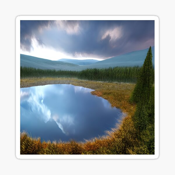 "Small Lake Close To Moutains" Sticker for Sale by H-W-Design | Redbubble